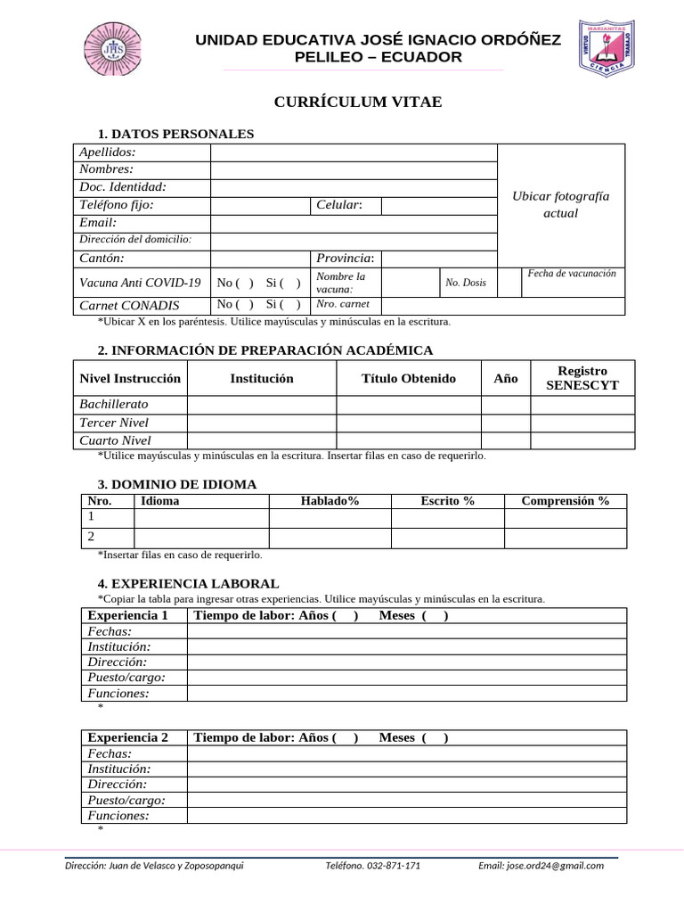 Formato Curriculum Personal | PDF