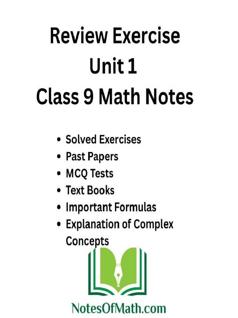 Review Exercise Unit 1 Class 9 Math Notes | PDF | Square Root | Numbers