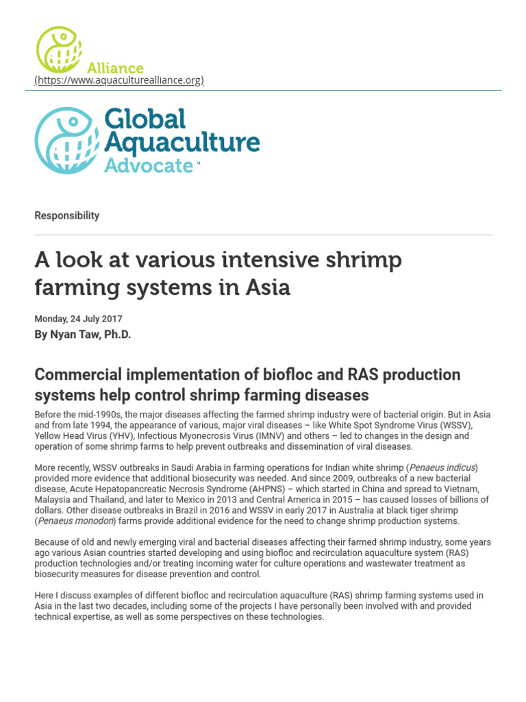 A look at various intensive shrimp farming systems in Asia « Global ...