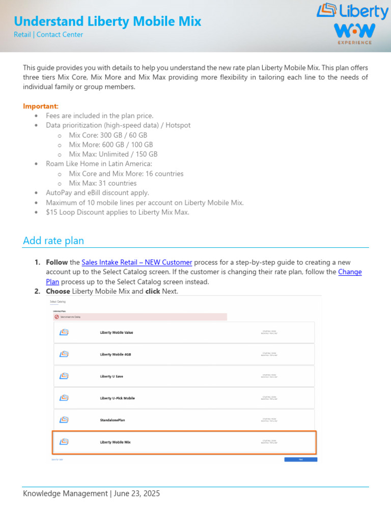 Liberty Mobile Mix Rate Plan Guide | PDF | Latin America | Atlantic ...