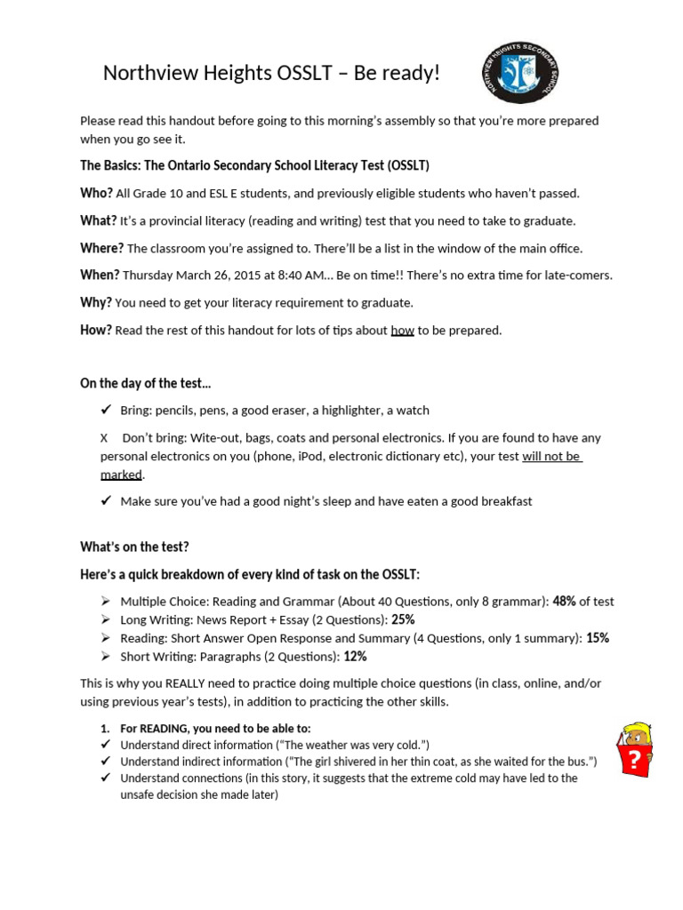 OSSLT Preparation Guide for Students | PDF | Learning | Human Communication