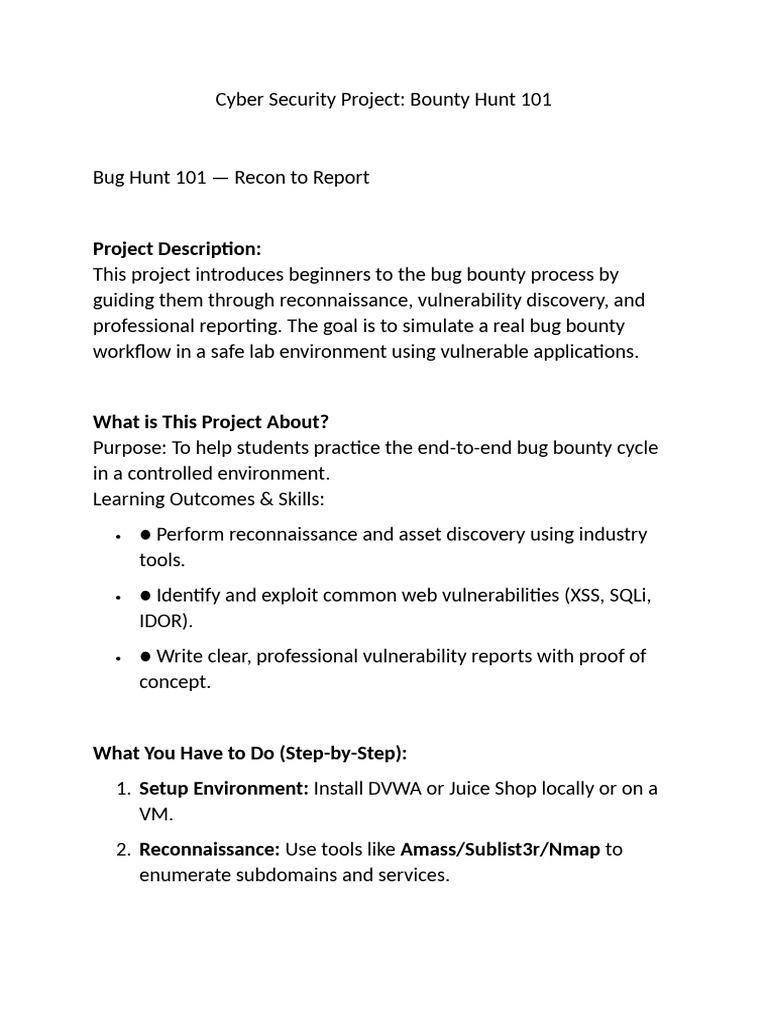 Bug Bounty Basics: Recon to Report Guide | PDF