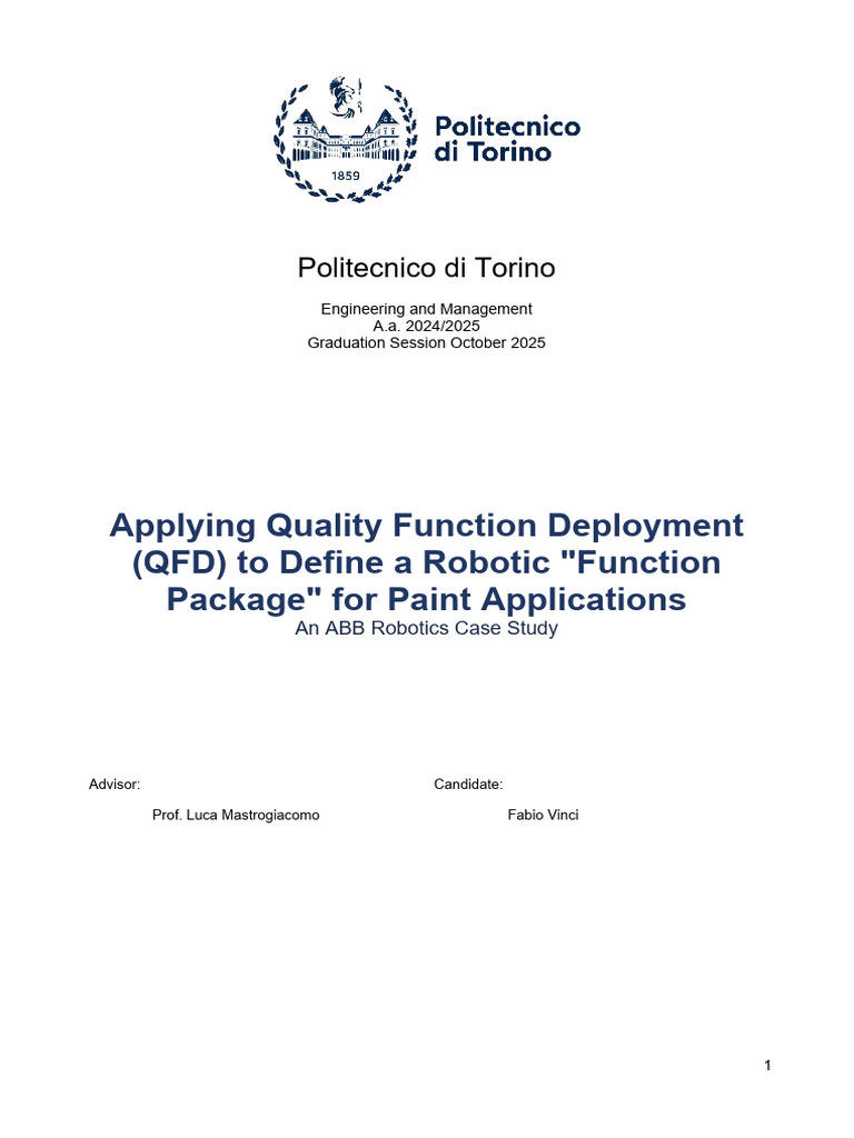 QFD for Robotic Paint Solutions | PDF | Coating