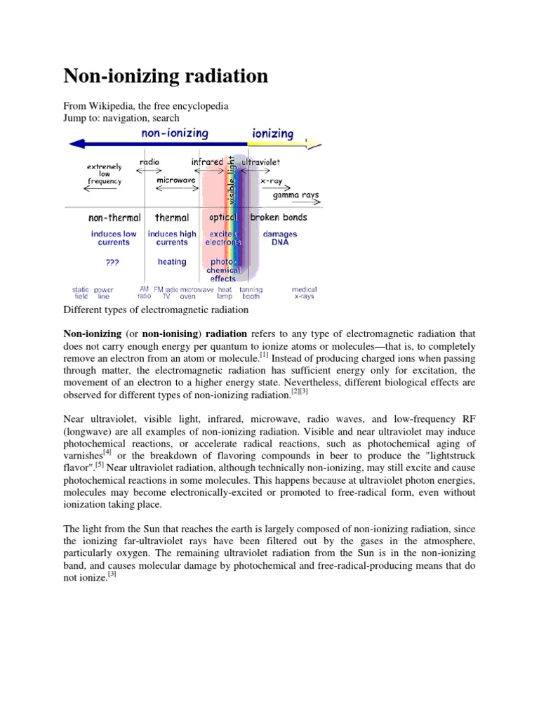 Non Ionizing Radiation | PDF | Forms Of Energy | Electromagnetic Radiation