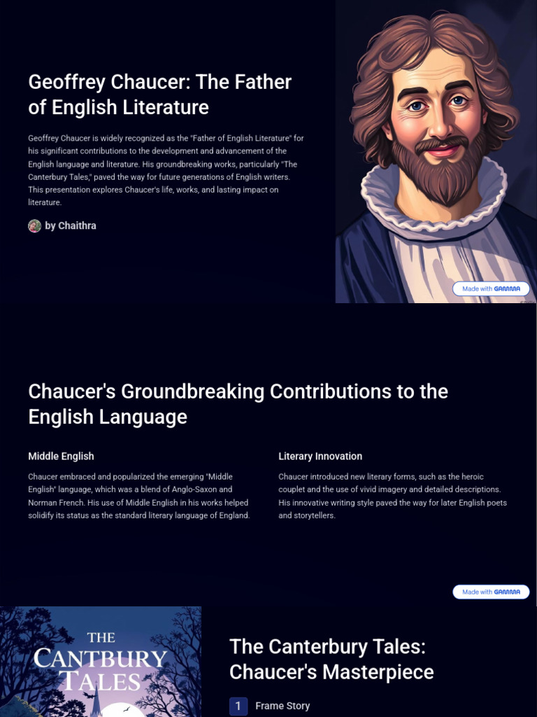 Geoffrey Chaucer the Father of English Literature | PDF | The ...