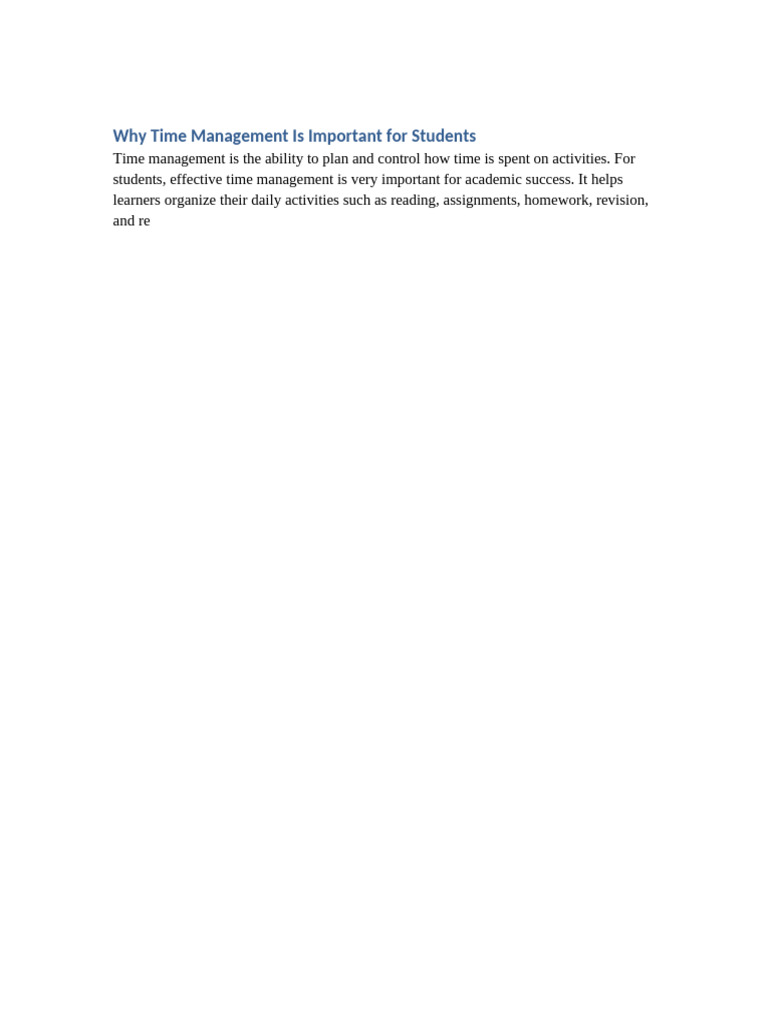 Article 2 - Time Management For Students (10 Pages) | PDF | Learning ...