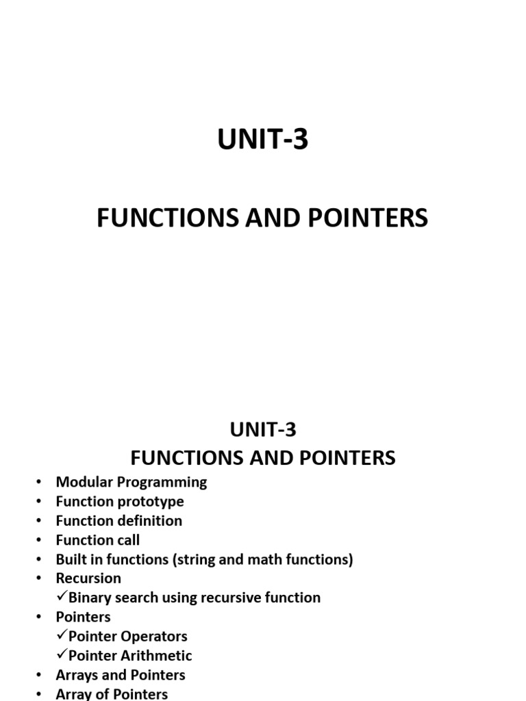Functions and Pointers in C Programming | PDF | Pointer (Computer ...