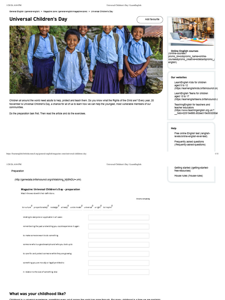 Universal Children's Day _ LearnEnglish | PDF | Educational Technology ...