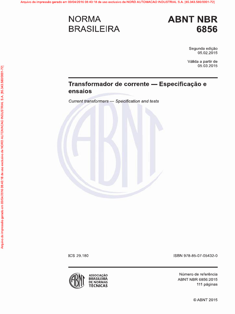 Abnt NBR 6856 - 2015 | PDF