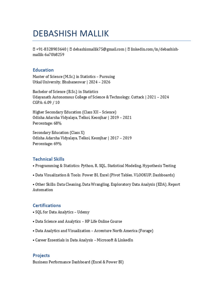 Debashish Mallik ATS Resume | PDF