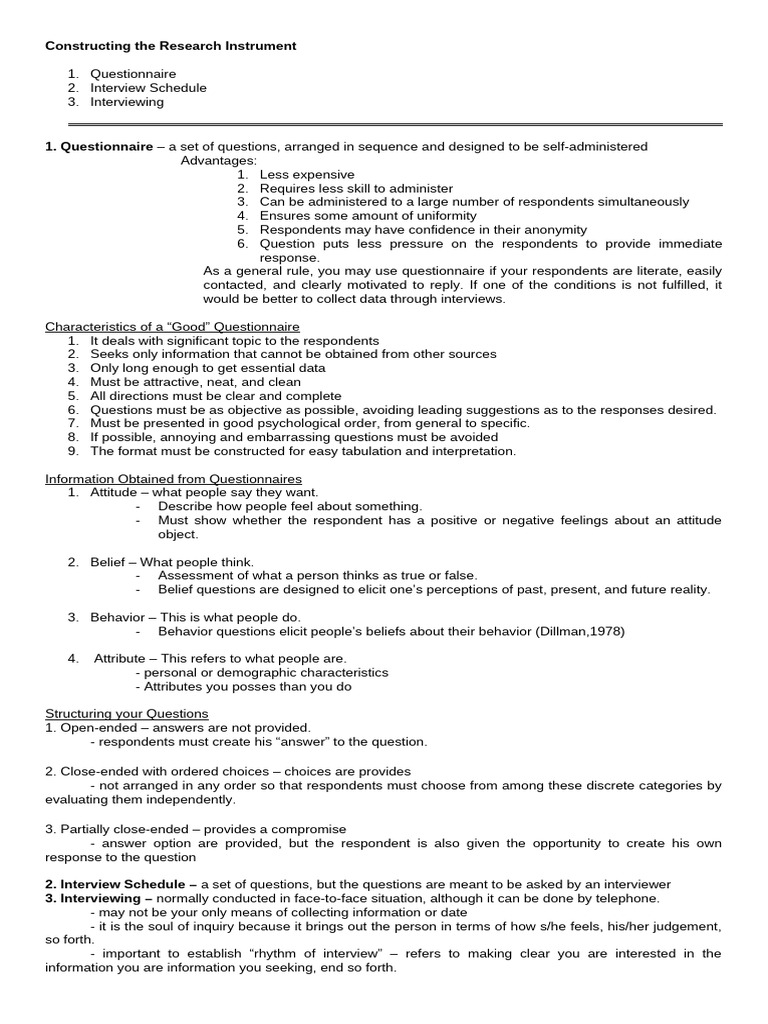 10 Research Instrument | PDF | Attitude (Psychology) | Questionnaire