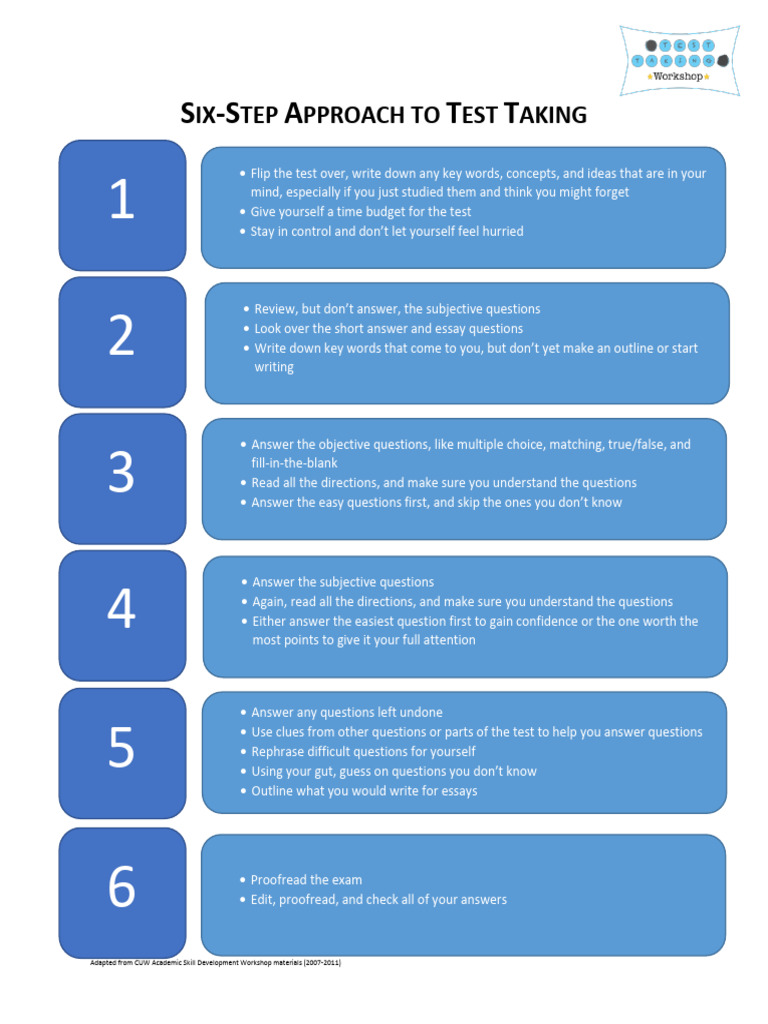 Six-Step Approach To Test Taking | PDF