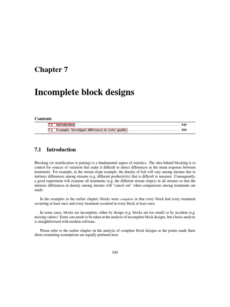 Incomplete Block Designs Guide | PDF | Errors And Residuals ...