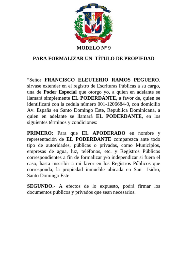 Poder Especial para Título de Propiedad | PDF