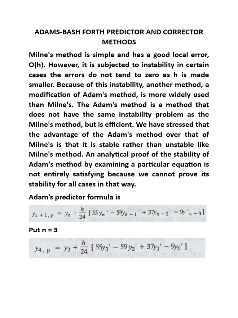 Adams-Bashforth Predictor-Corrector Methods | PDF
