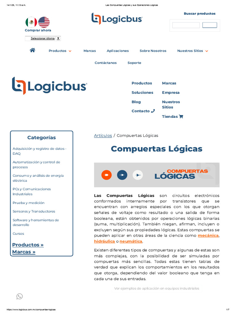 Las Compuertas Lógicas y Sus Operaciones Lógicas | PDF | Puerta lógica ...