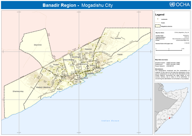 Mogadishu City Map and Landmarks Guide | PDF | Geodesy | Geographical ...