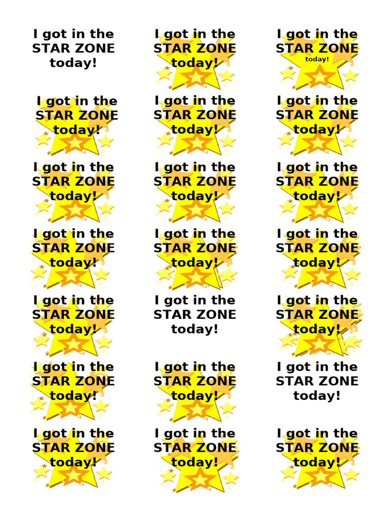 Star Zones Stickers Year 1 | PDF