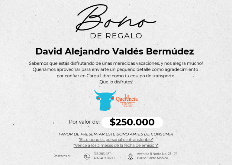 Bono de Regalo David Valdes | PDF