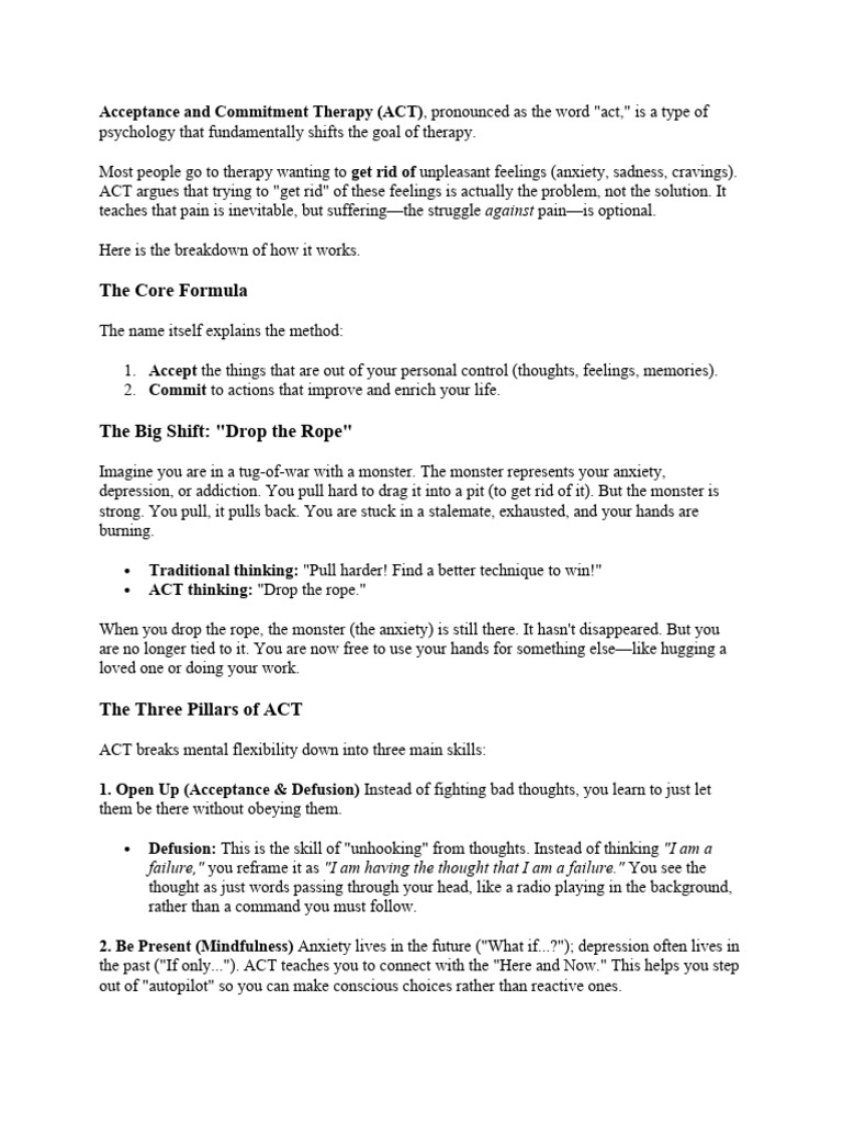 Understanding Acceptance and Commitment Therapy | PDF | Cognitive ...