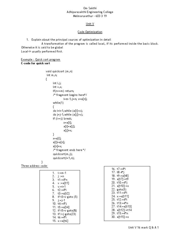16 Marks Q &A | PDF | Scope (Computer Science) | Subroutine