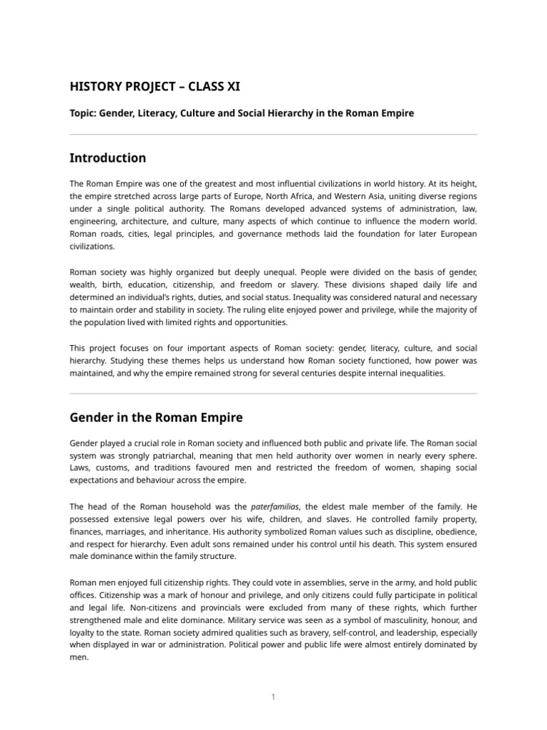 History Project - Roman Empire (Class Xi) | PDF | Roman Empire ...