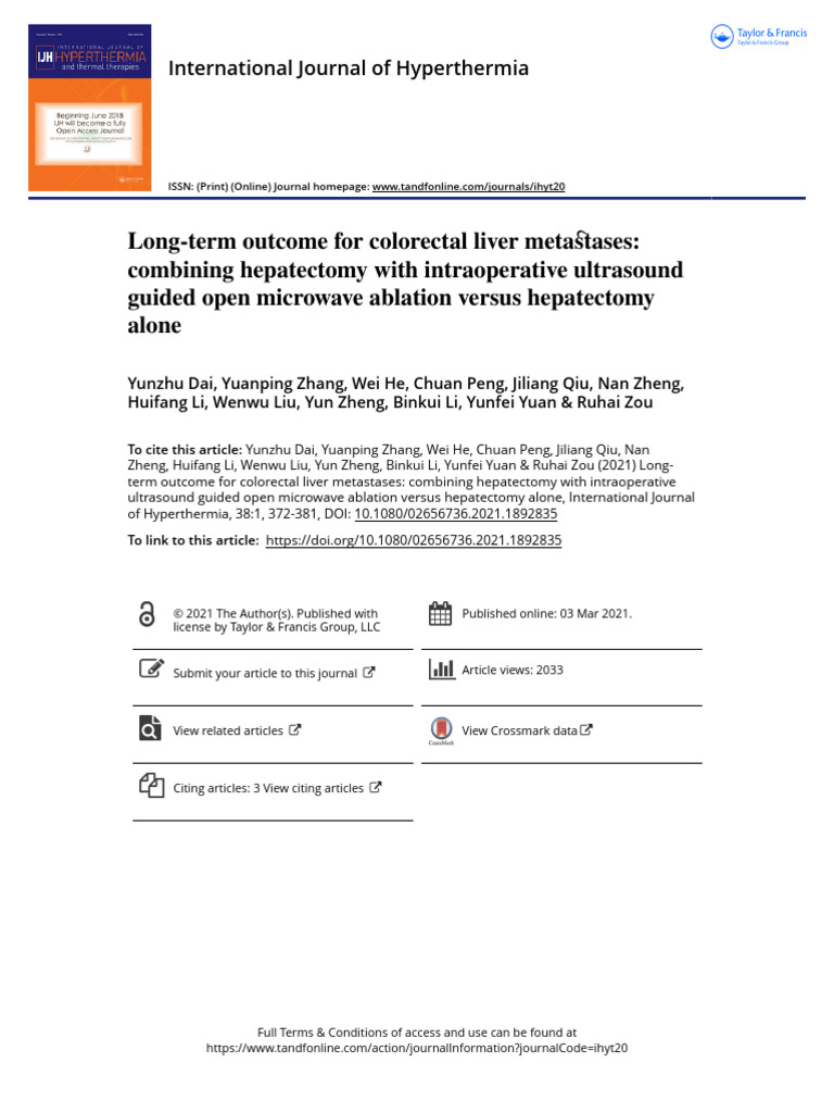 Long-Term Outcome For Colorectal Liver Metastases Combining Hepatectomy ...