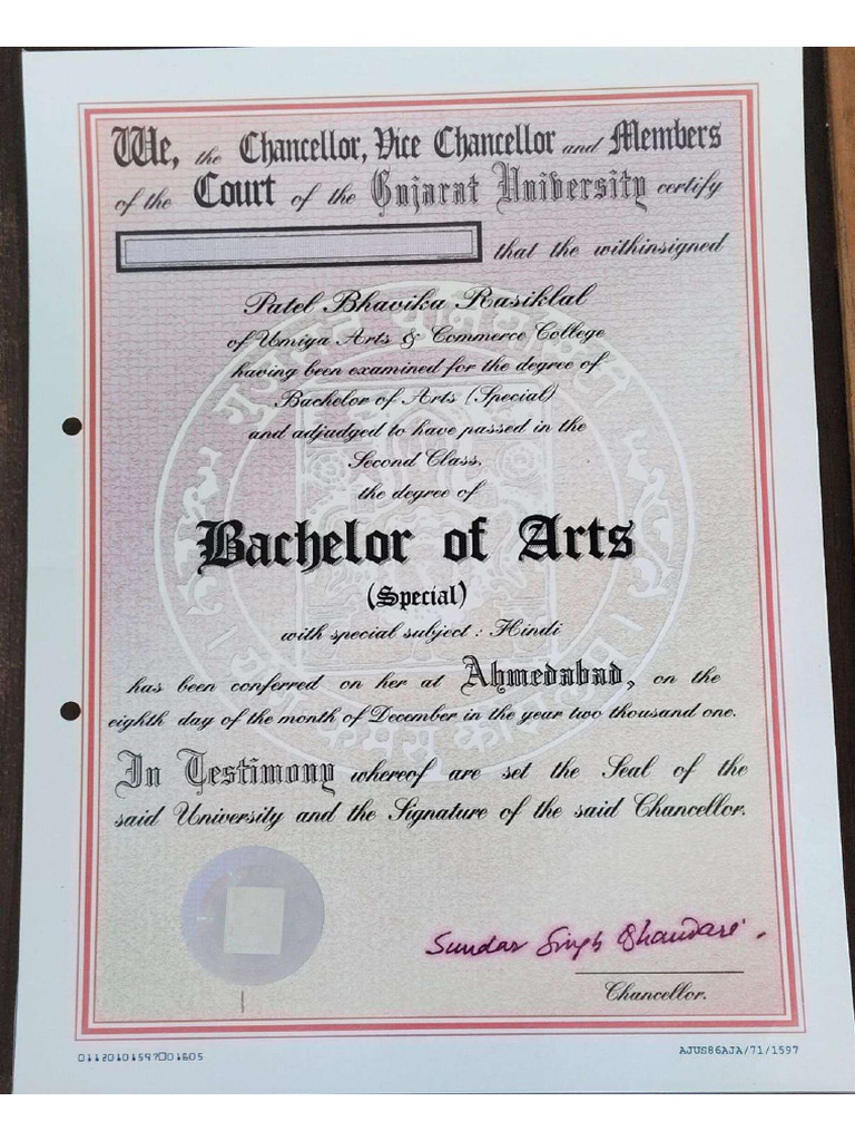 Ba Degree Certificate | PDF