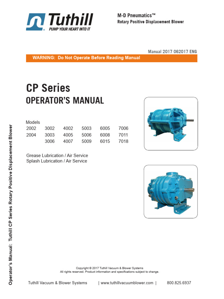 CP Series Rotary Blower Operator Manual | PDF | Valve | Pump