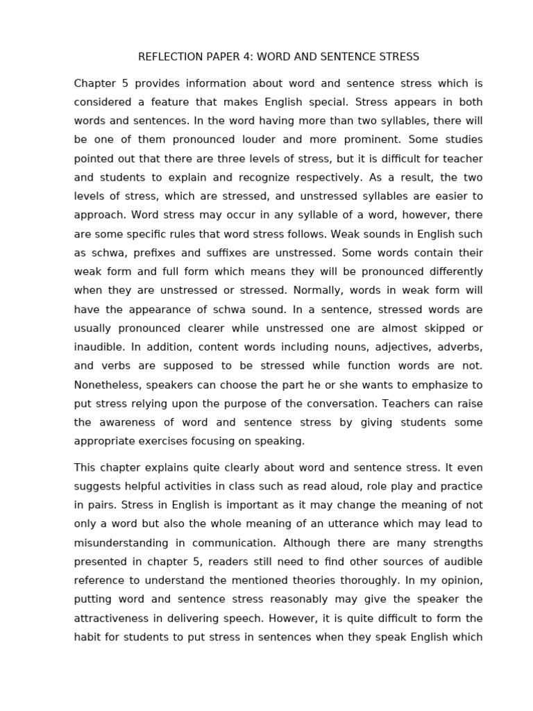 Reflection Paper 4 (Pham Trinh Phuong Thao) | PDF | Stress (Linguistics ...