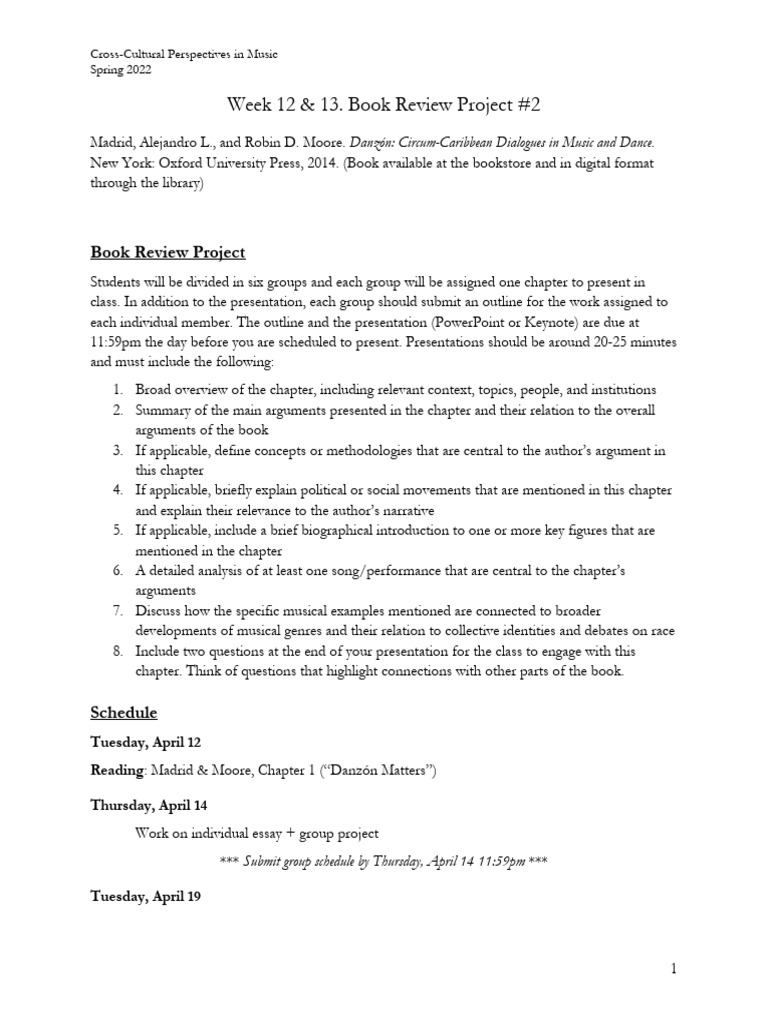 Book Project #2 Prompt MUSC 249 Upload | PDF