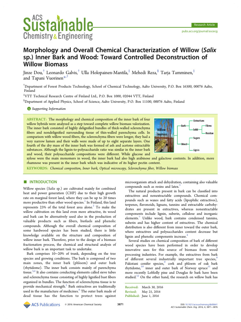 Dou Morphology and Overall Chemical Characterization of Willow (Salix ...