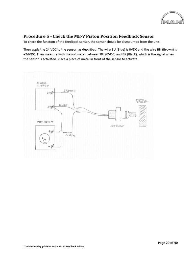 ME-V Piston Feedback Sensor Check Guide | PDF