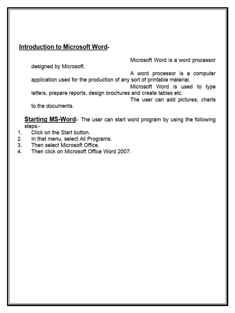 Microsoft Word & Excel 2007 Guide | PDF | Microsoft Excel | Microsoft Word