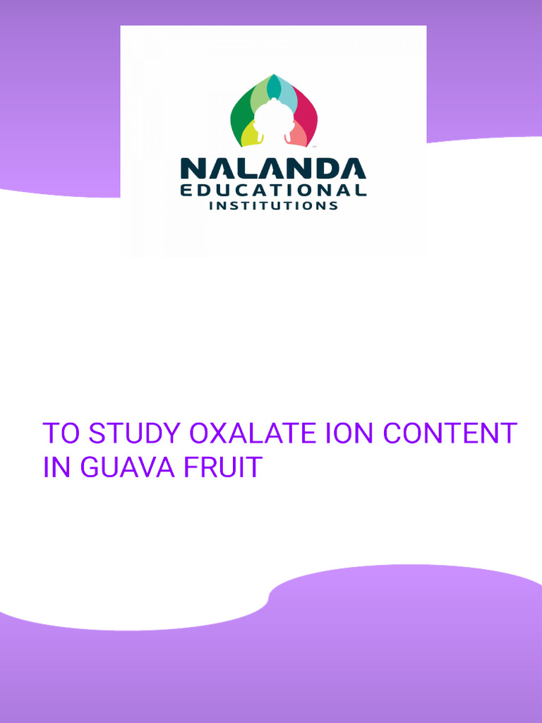Oxalate Ion Content in Guava Study | PDF | Titration | Chemistry