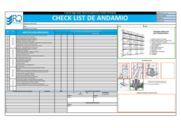 Checklist de Seguridad para Andamios | PDF | Andamio