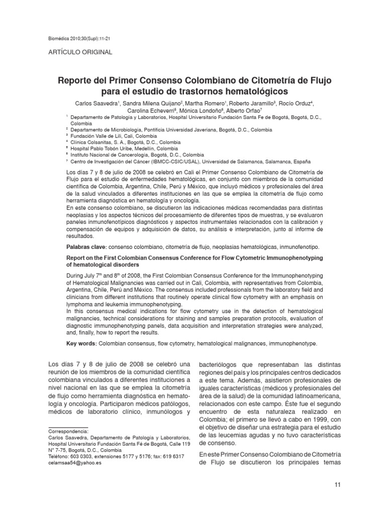 2010 Biomedica 30Sp1 5 Reporte Consenso | PDF | Leucemia | Mieloma múltiple