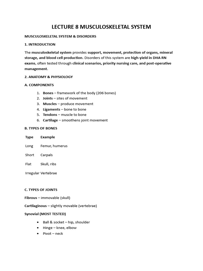 Musculoskeletal System Overview & Disorders | PDF | Amputation | Human ...
