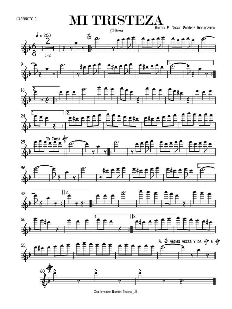 Mi Tristeza - Chilena - By Jorge Ramirez Moctezuma | PDF