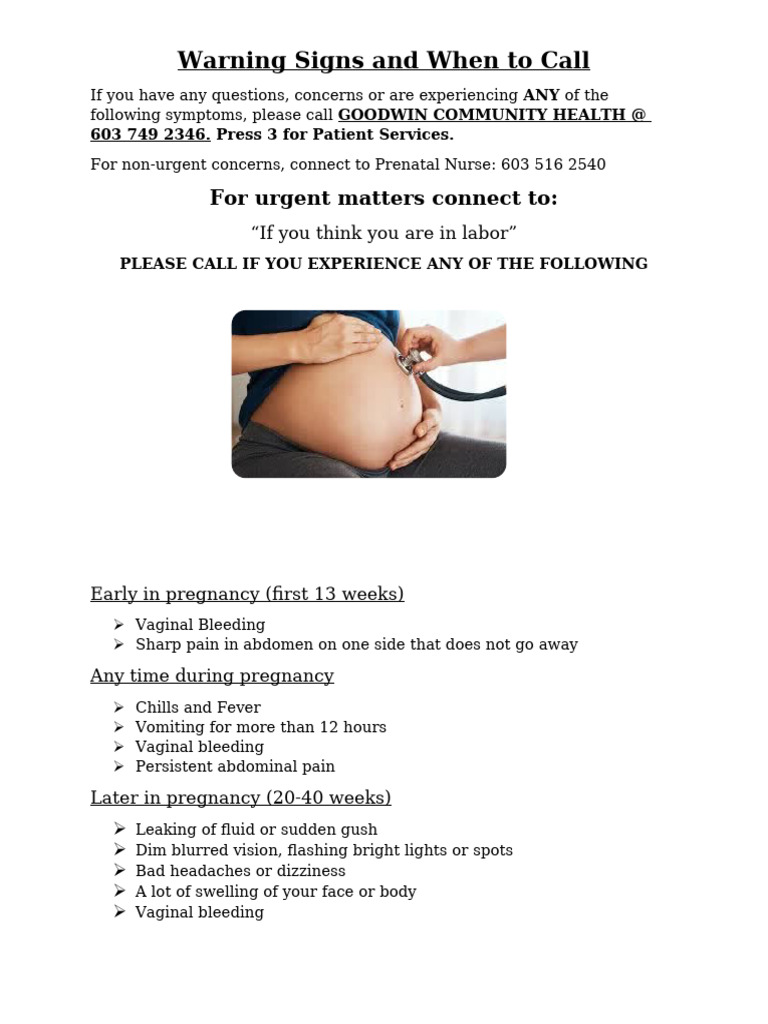Prenatal Warning Signs | PDF