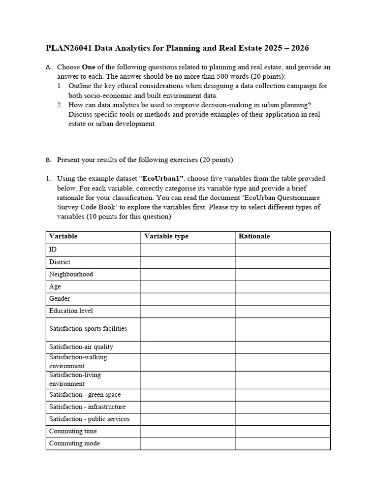 PLAN26041 DAPRE 2025-26 Assignment Workbook | PDF | Data Analysis ...