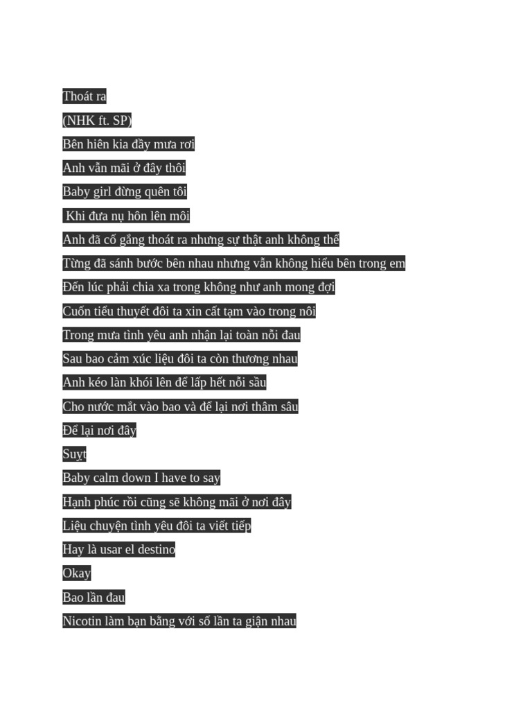 Thoát Ra Lyrics | PDF