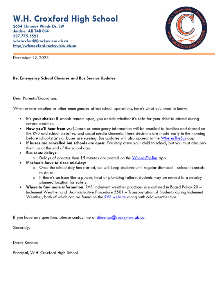 Emergency School Closure Notice | PDF