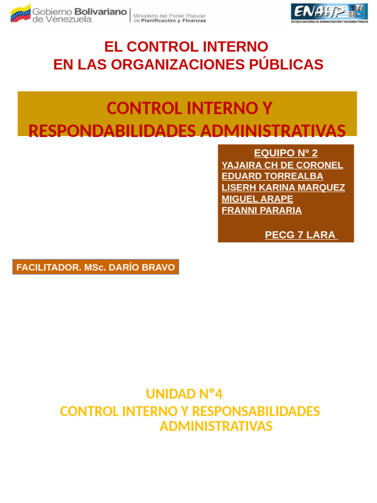 CONTROL IN. Y RESP ADM. UNIDAD 4 | PDF | Auditoría | Gobierno