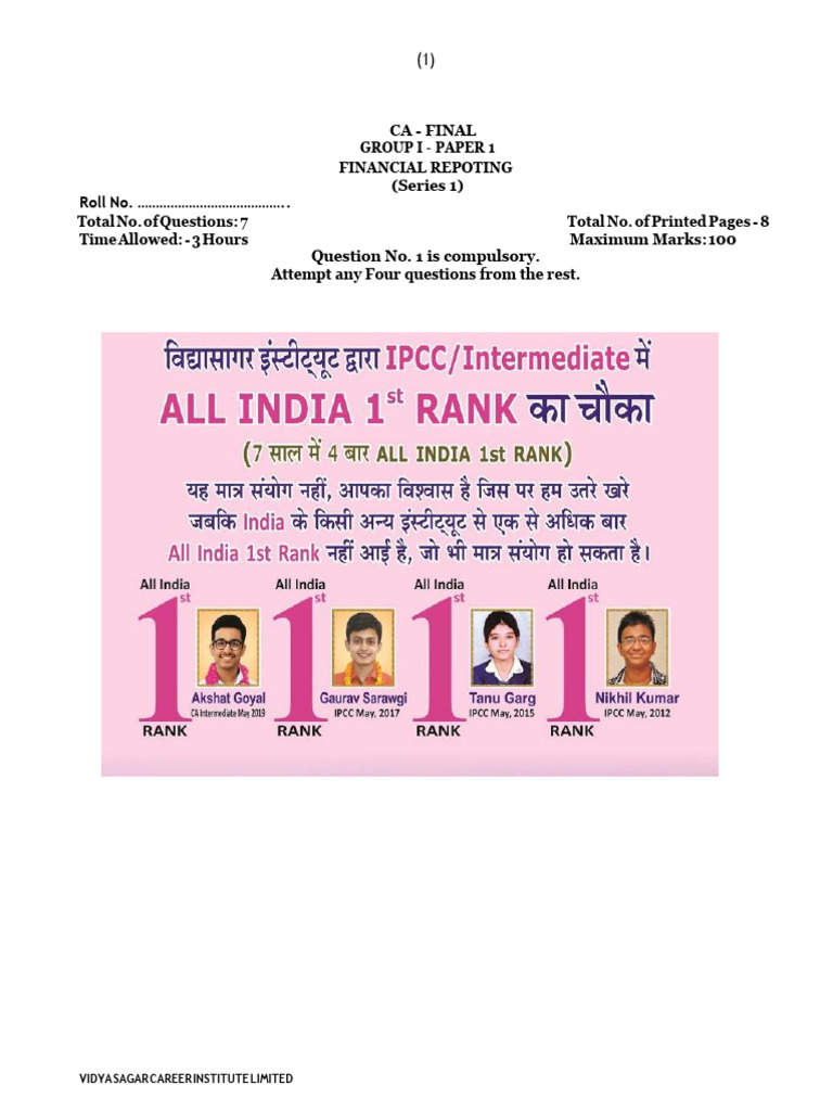 CA Final - FR (25.08.2019) | PDF | Book Value | Equity (Finance)