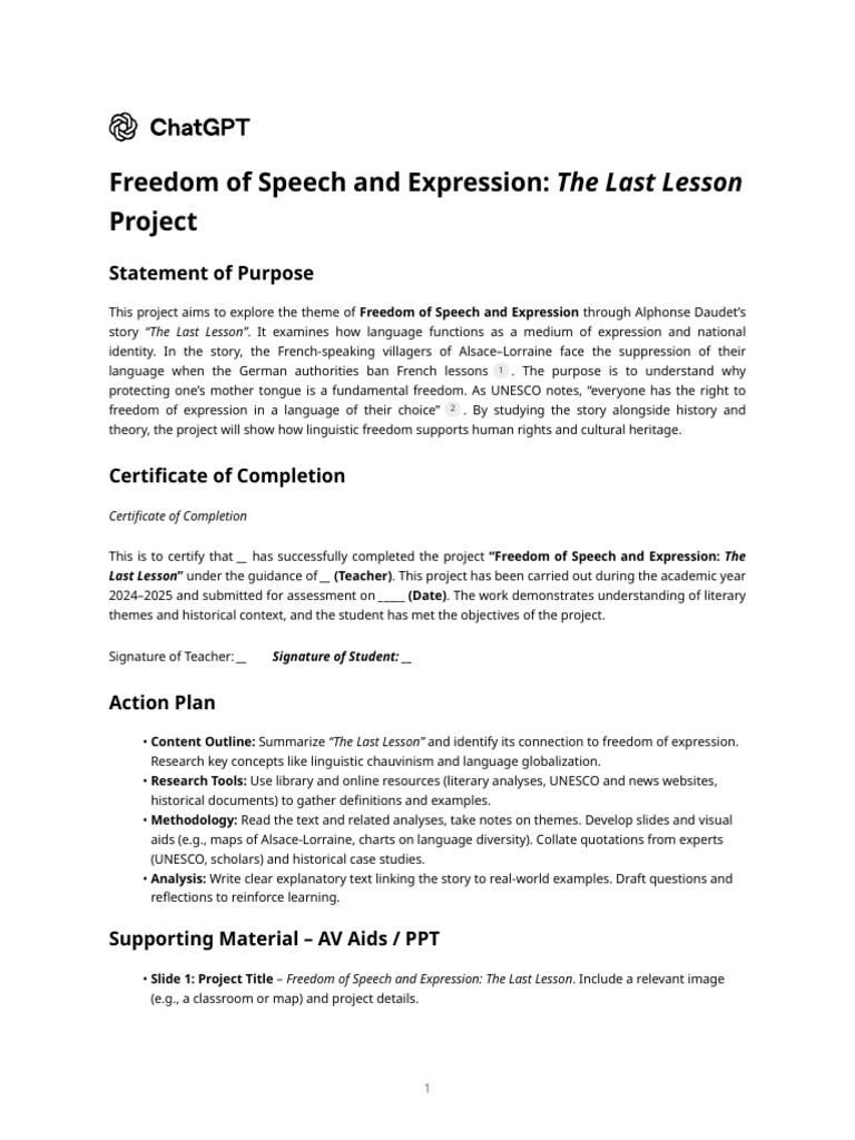 Freedom of Speech in "The Last Lesson" | PDF | Catalonia | German Empire