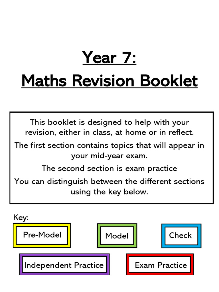 Year 7 Maths Revision Booklet | PDF | Area | Multiplication