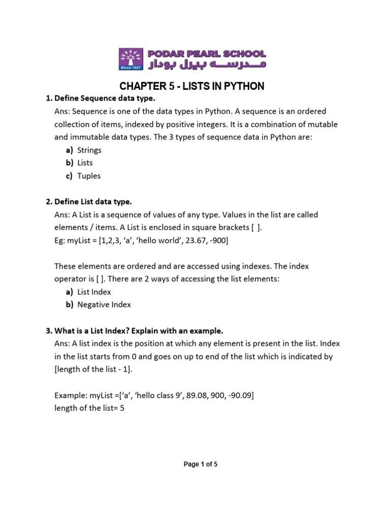 Understanding Lists in Python | PDF | Data Type | Sequence