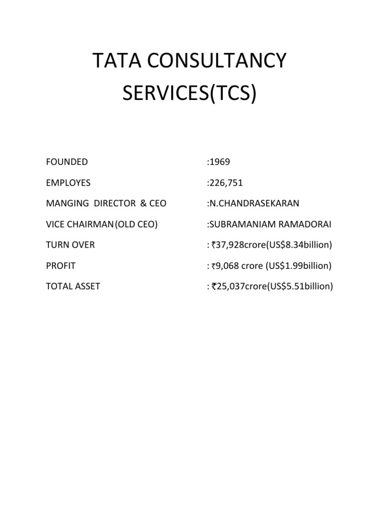 TCS Company Overview: Key Facts | PDF