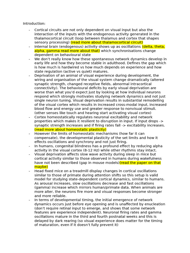 Experience Dependence of Alpha Rhythms and Neural Dynamics in The Mouse ...